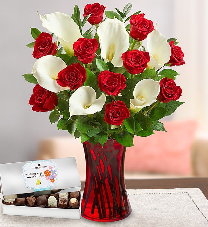 Red Rose & Calla Lily with Chocolate | 1800FLOWERS.COM-104242