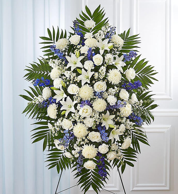 Blue & White Sympathy Standing Spray | 1800Flowers.com - 148713