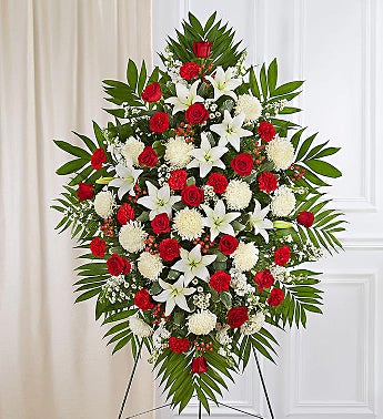 Red Funeral Flowers | Red & White Sympathy Flowers | 1800Flowers