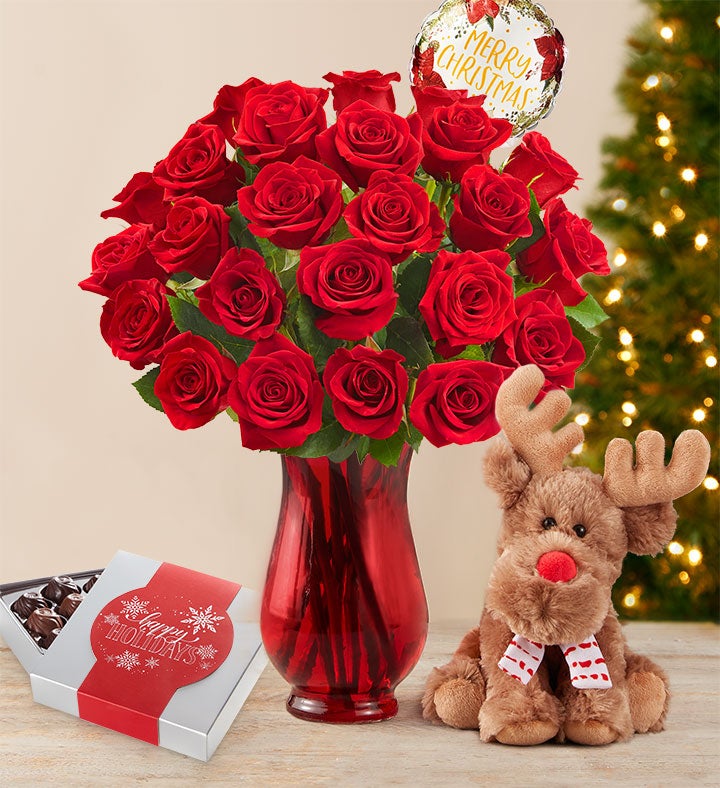 Merry Red Roses |1800flowers.com