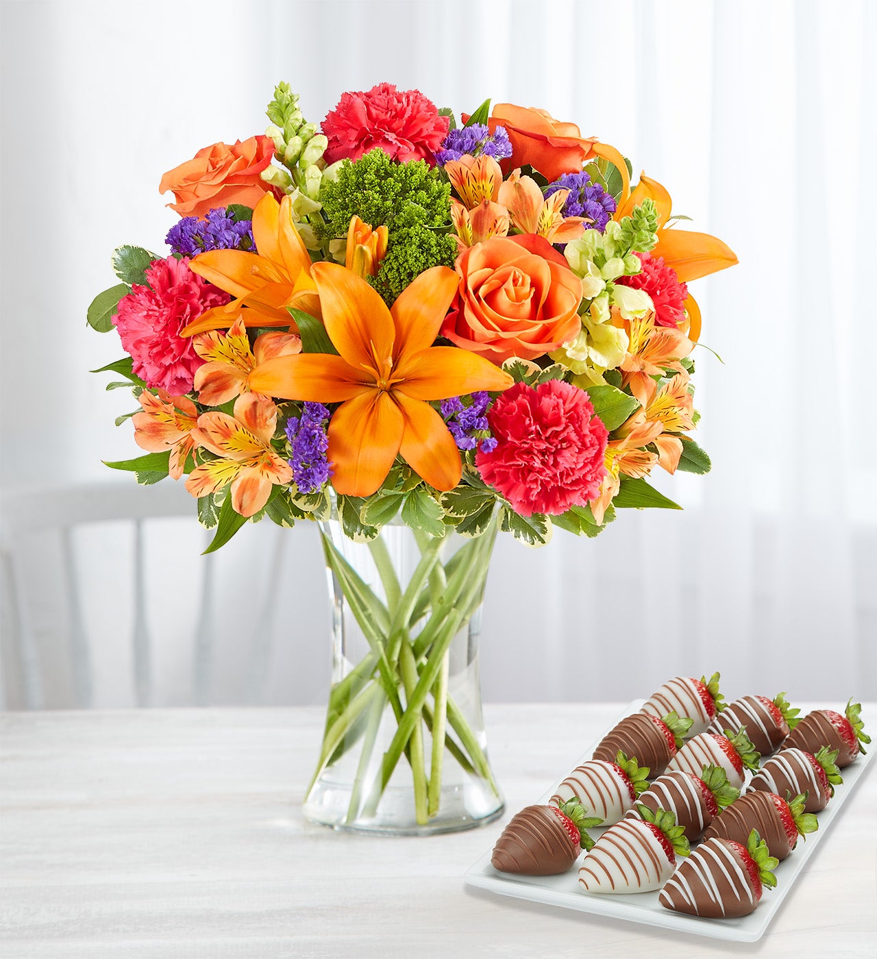 Vibrant Floral Medley™ with Strawberries from 1-800-FLOWERS.COM