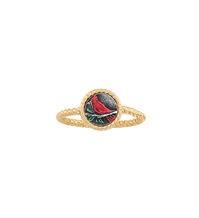 Red Cardinal Ring Gold Plated