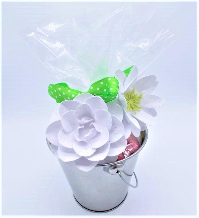Bucket Of Wildflower Seed Bombs With Seeded Paper Flowers
